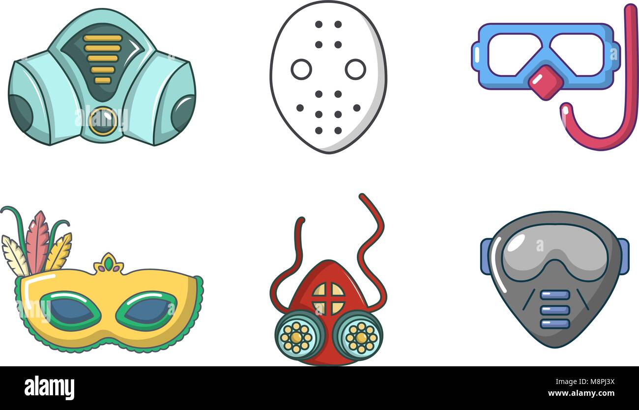 Mask icon set, cartoon style Stock Vector Image & Art - Alamy