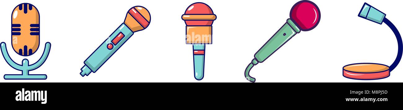 Microphone icon set, cartoon style Stock Vector Image & Art - Alamy