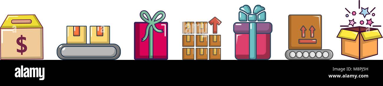 Box icon set, cartoon style Stock Vector Image & Art - Alamy