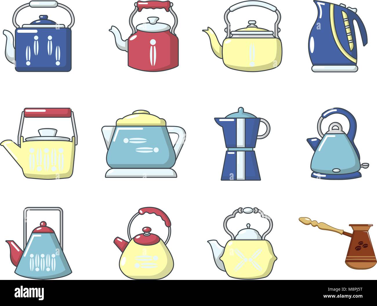 Kettle icon set, cartoon style Stock Vector Image & Art - Alamy