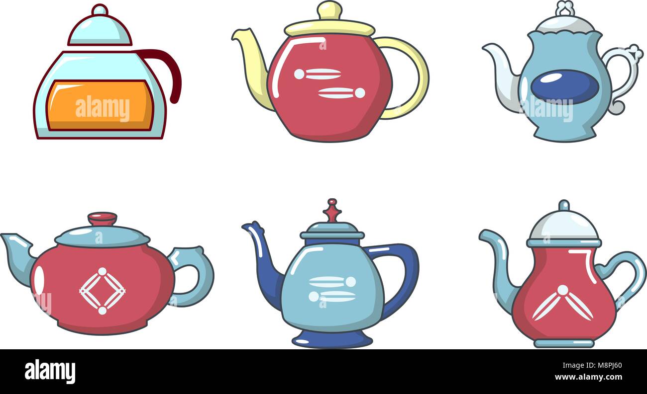 Tea pot icon set, cartoon style Stock Vector Image & Art - Alamy