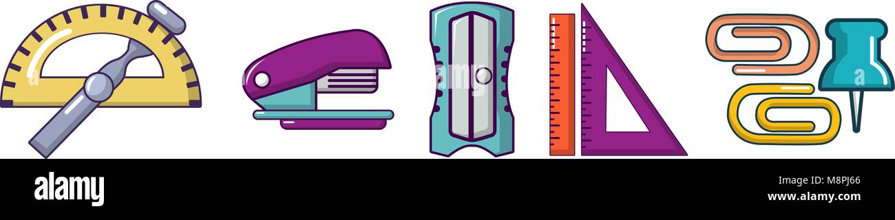 Office tools icon set, cartoon style Stock Vector Image & Art - Alamy