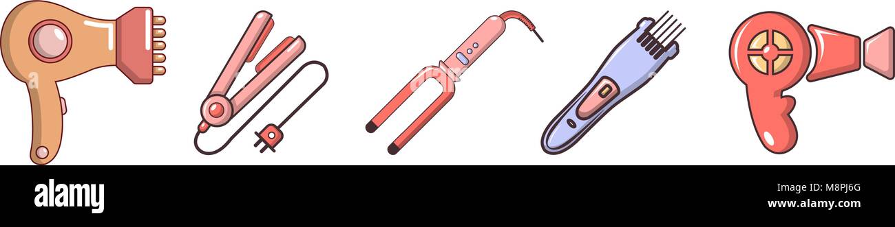 Hair tools icon set, cartoon style Stock Vector Image & Art - Alamy