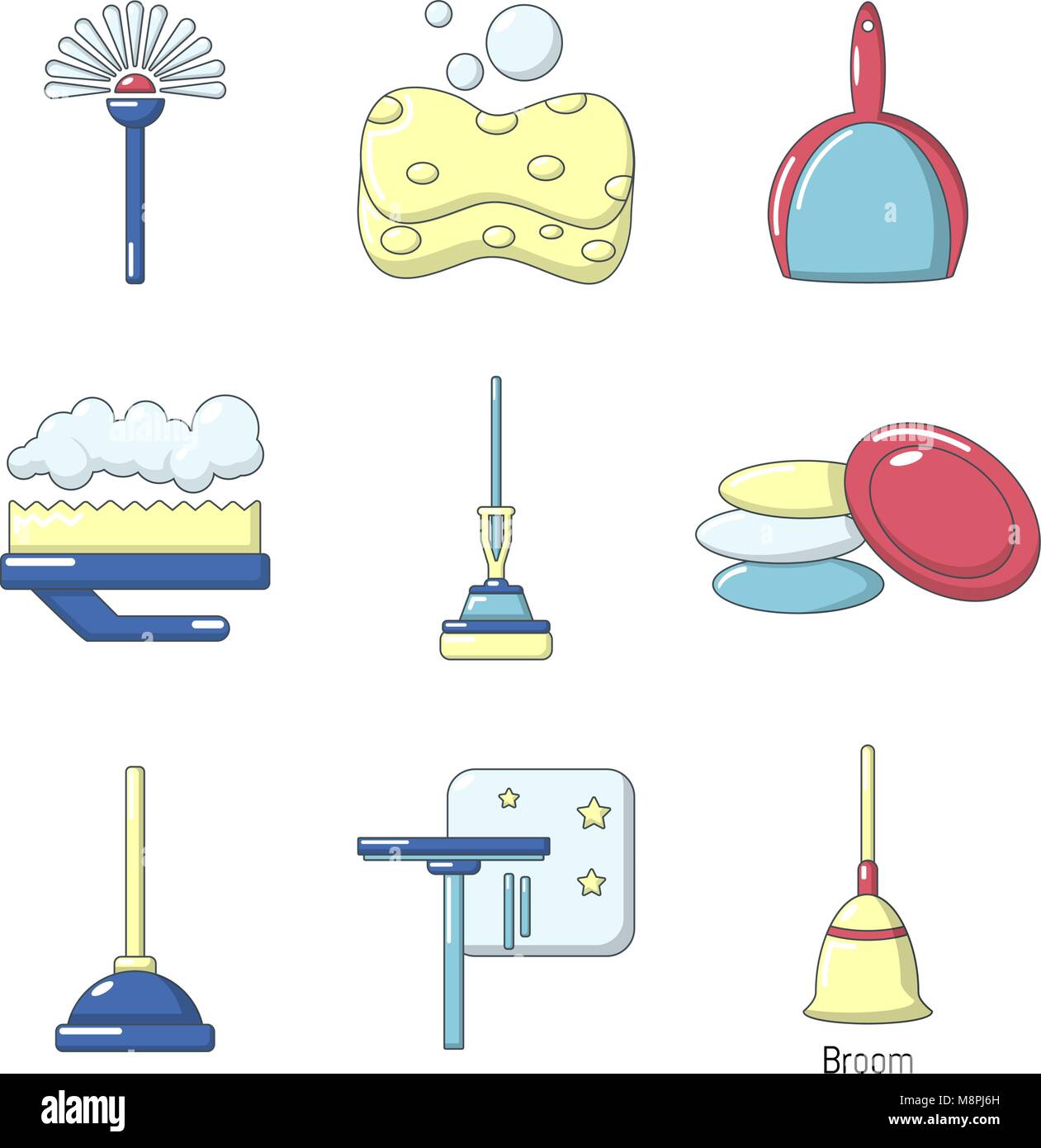 Cleaning tools icon set, cartoon style Stock Vector Image & Art - Alamy