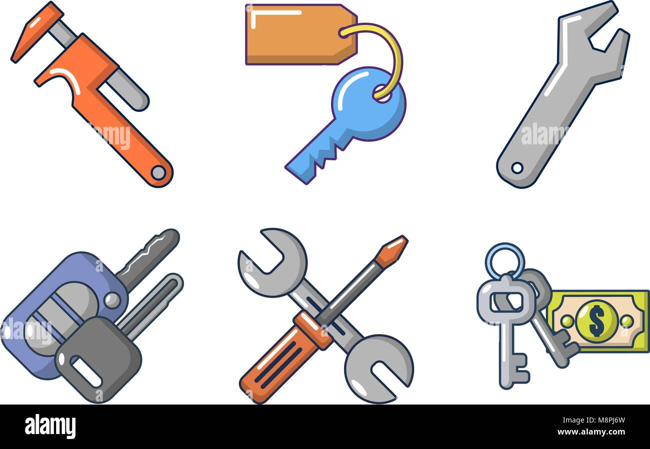 Keys icon set, cartoon style Stock Vector Image & Art - Alamy
