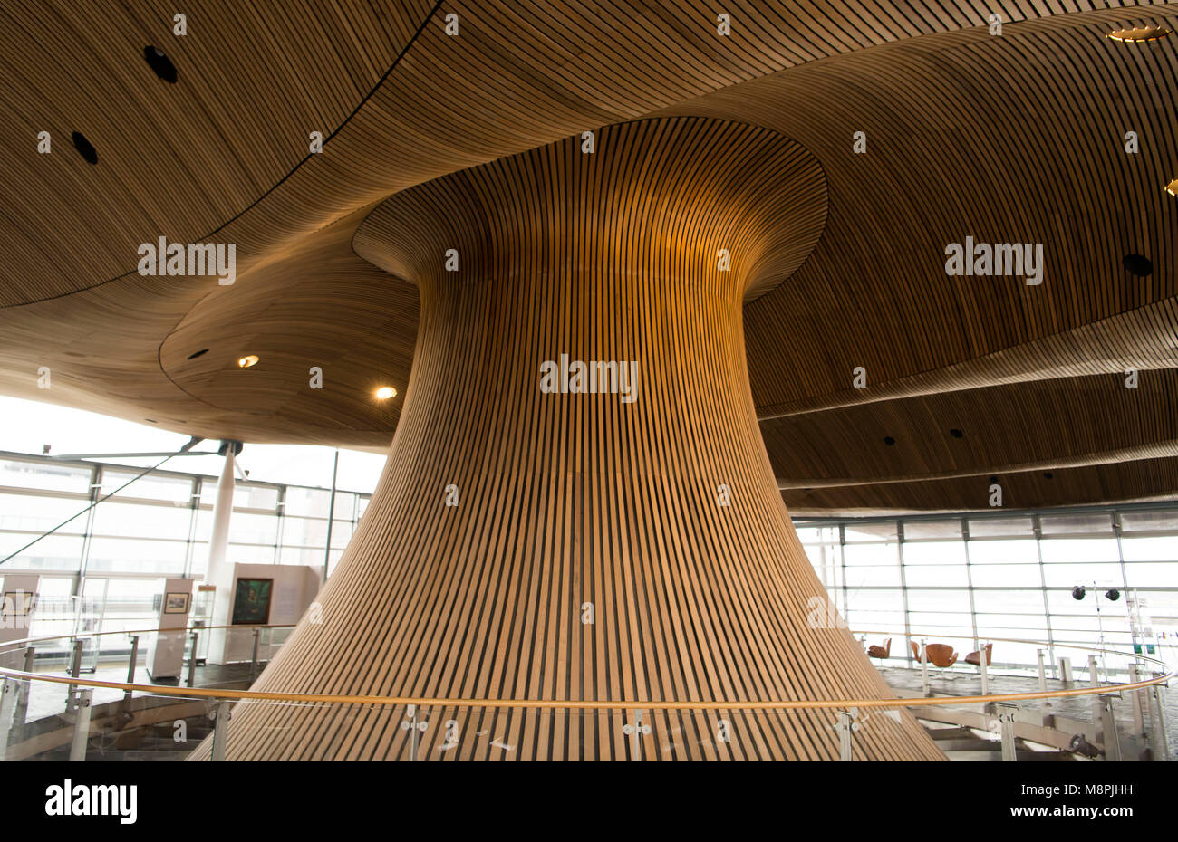 Interior of the Senedd, home of the Welsh National Assembly at Cardiff ...