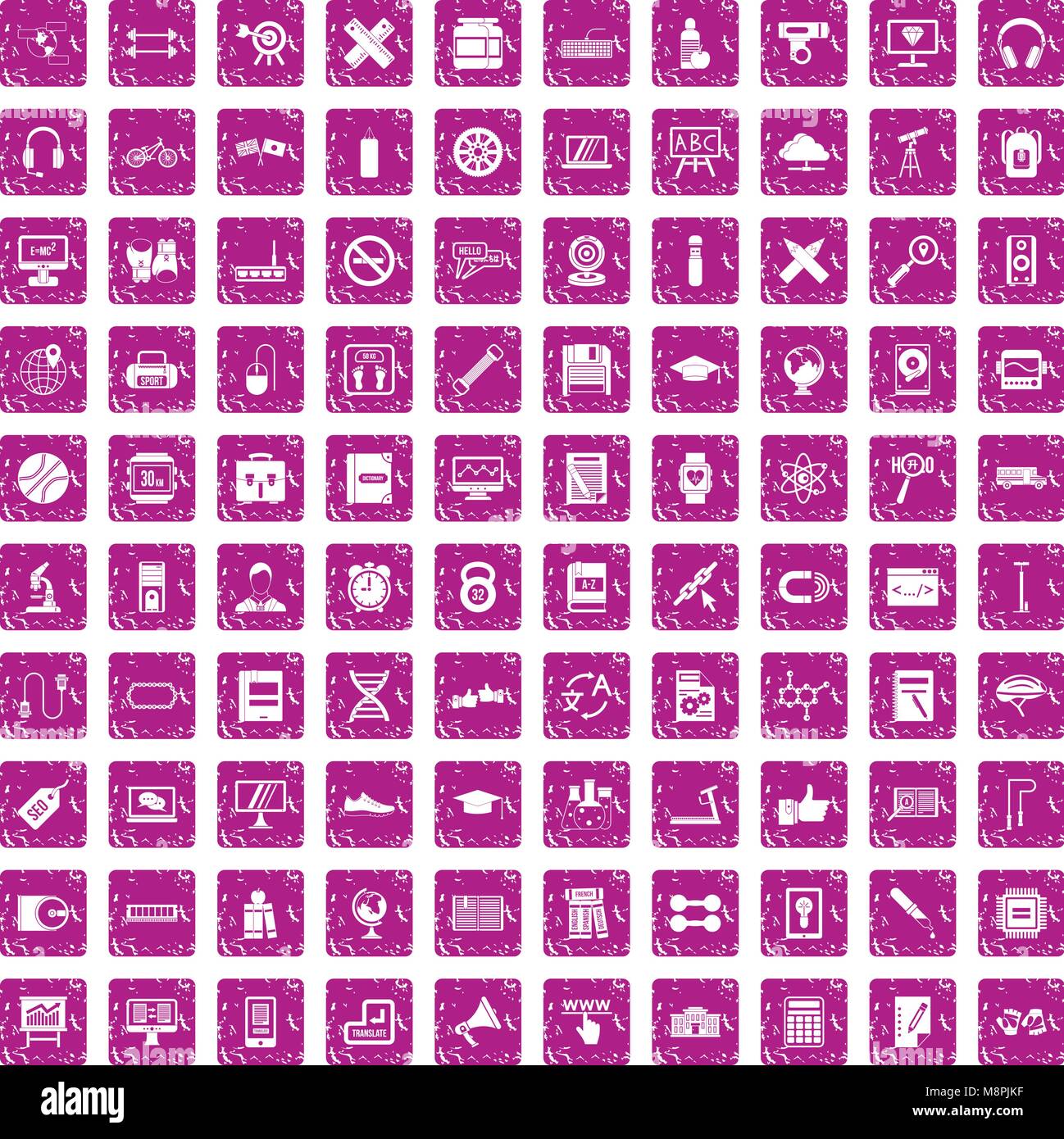 100 training icons set grunge pink Stock Vector Image & Art - Alamy