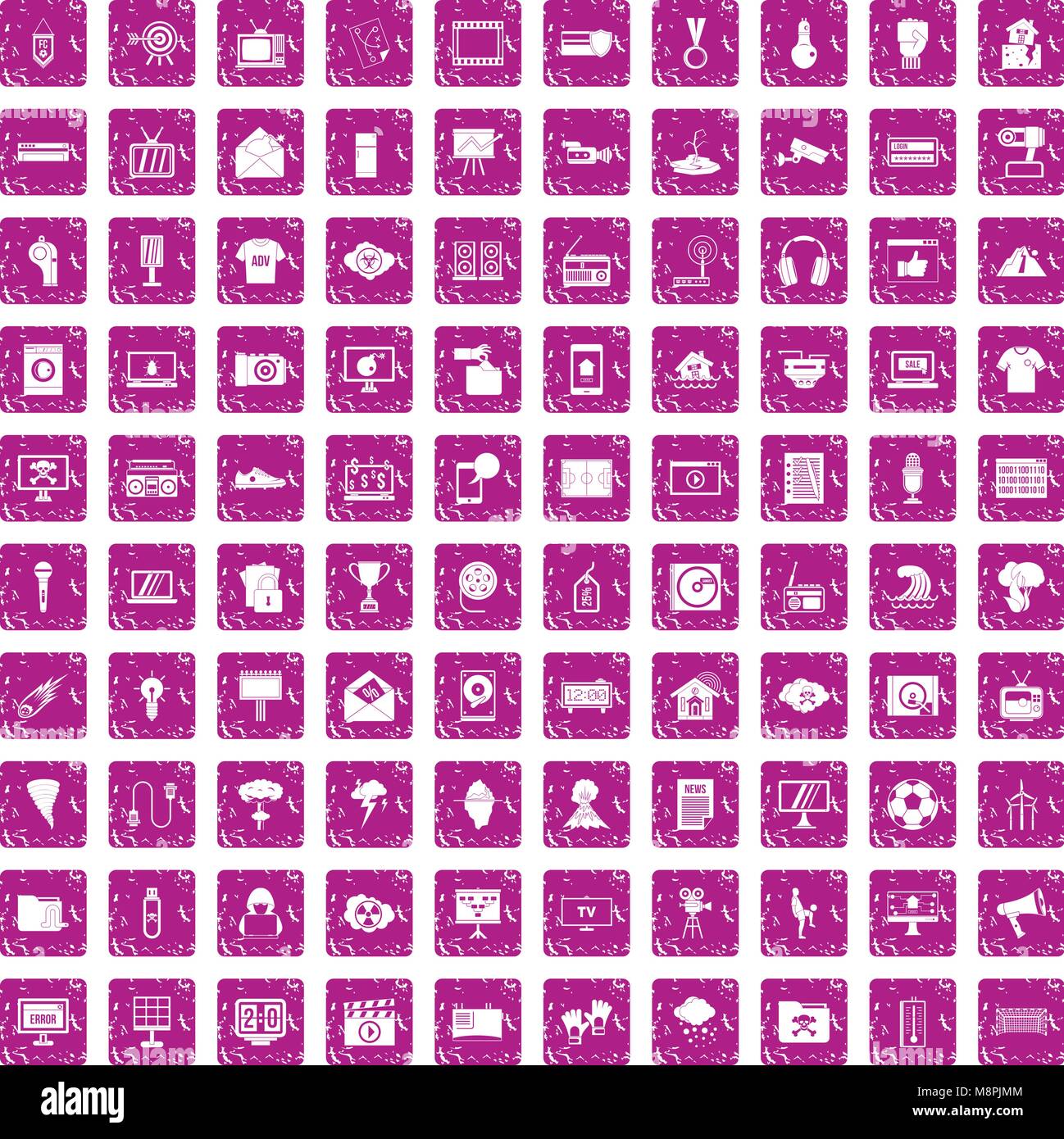 100 TV icons set grunge pink Stock Vector Image & Art - Alamy