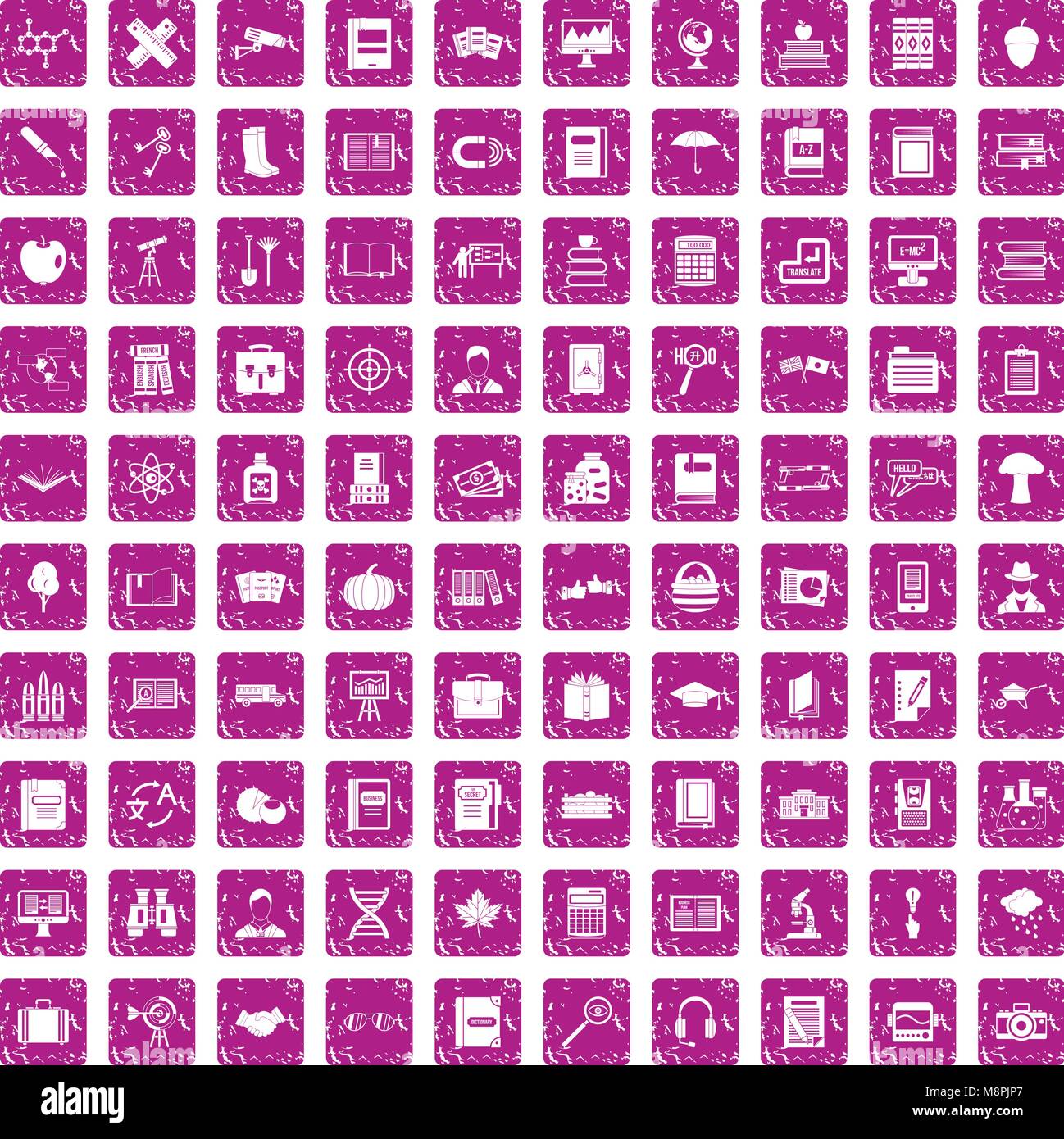 100 book icons set grunge pink Stock Vector Image & Art - Alamy