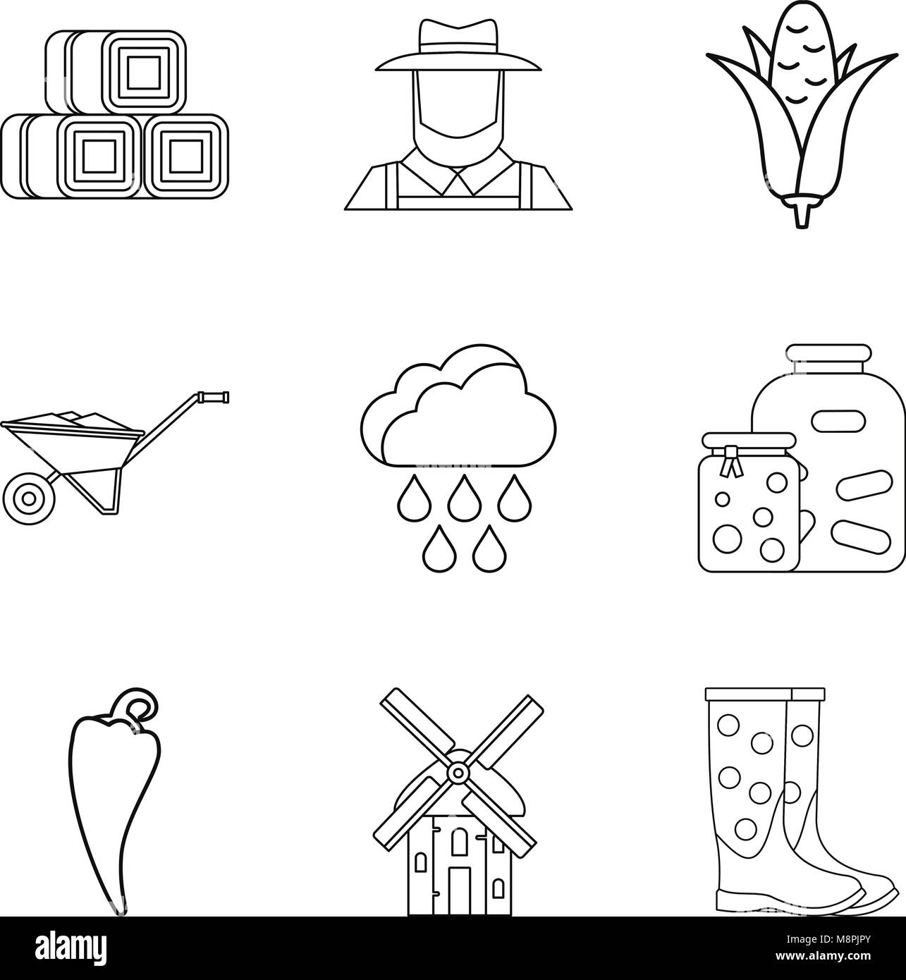 Mixed vegetable icons set, outline style Stock Vector Image & Art - Alamy