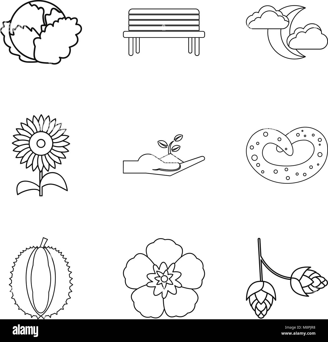 Strict vegan icons set, outline style Stock Vector Image & Art - Alamy