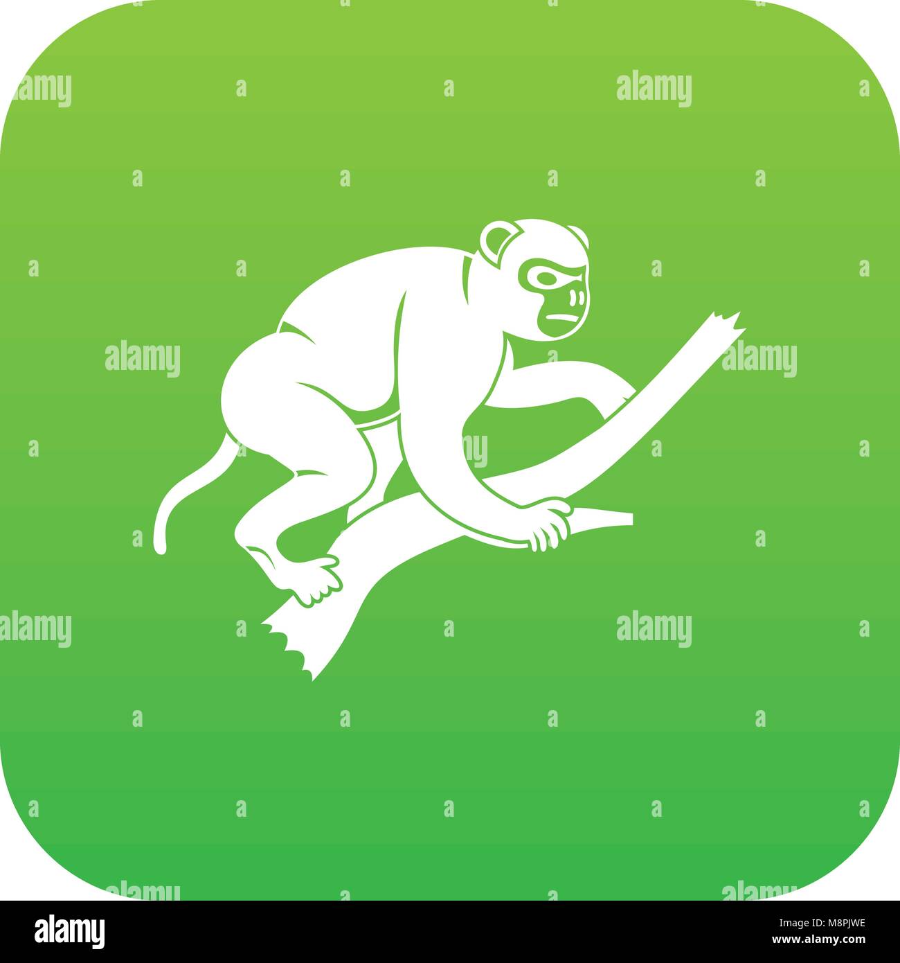 Monkey is climbing up on a tree icon digital green Stock Vector Image ...