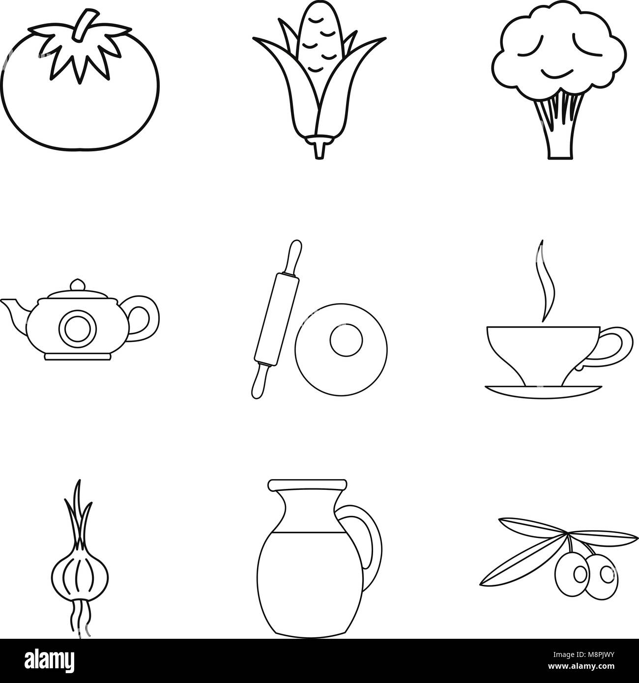 Basic vegan menu icons set, simple style Stock Vector Image & Art - Alamy