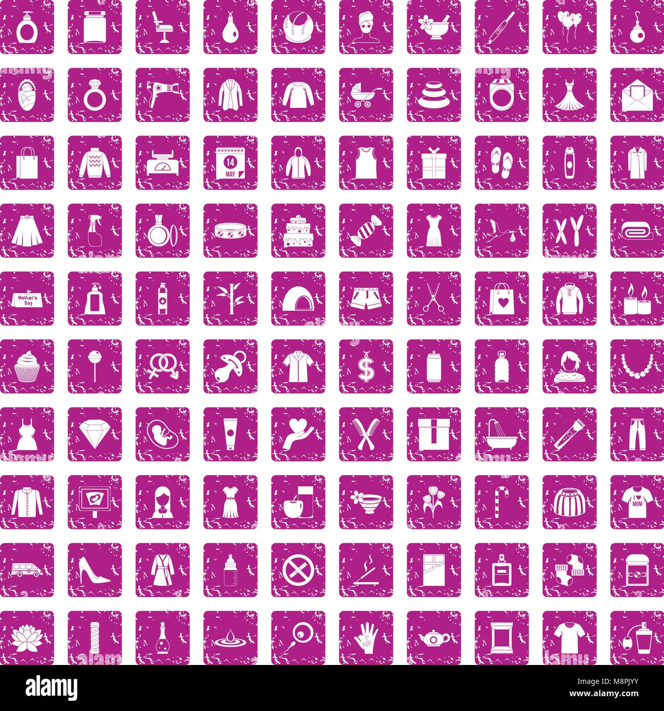 100 woman icons set grunge pink Stock Vector Image & Art - Alamy