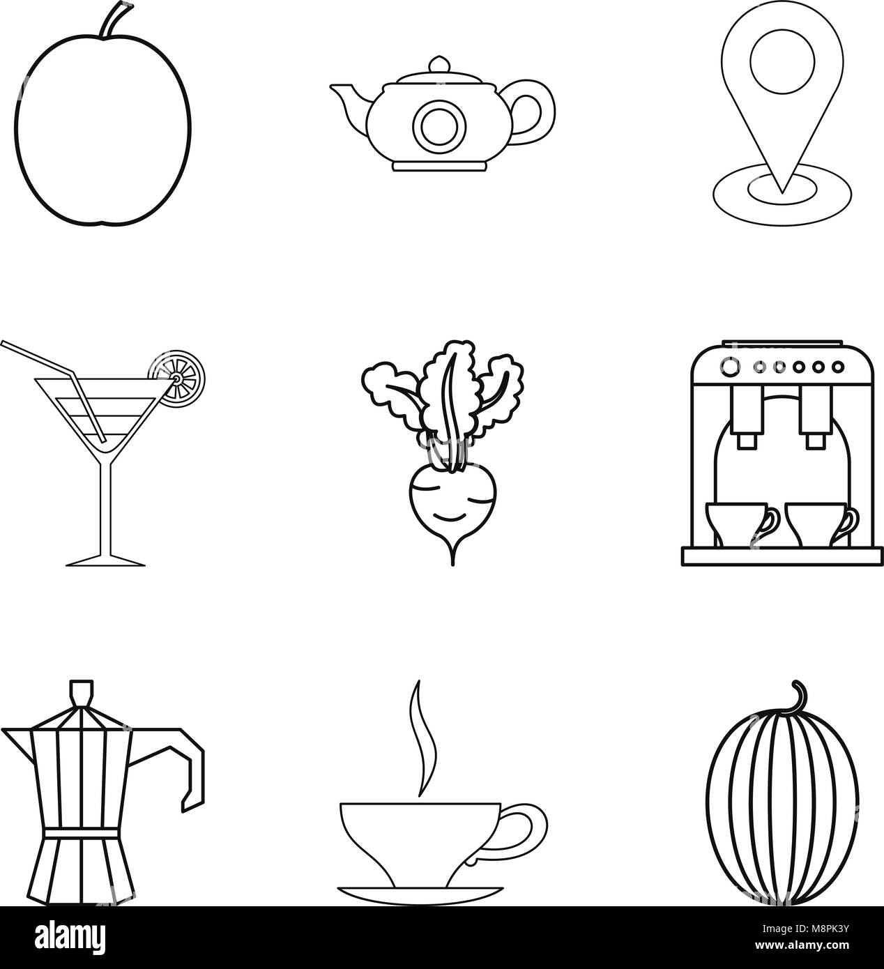 Vegetarian ration icons set, outline style Stock Vector Image & Art - Alamy