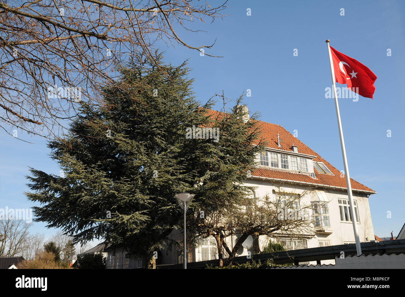Copenhagen, Denmark. 19th March, 2018. Turkish embassy in Copenhagen ...