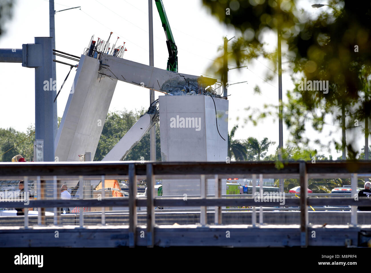MIAMI, FL - MARCH 15: Scene where a pedestrian bridge collapsed a few ...