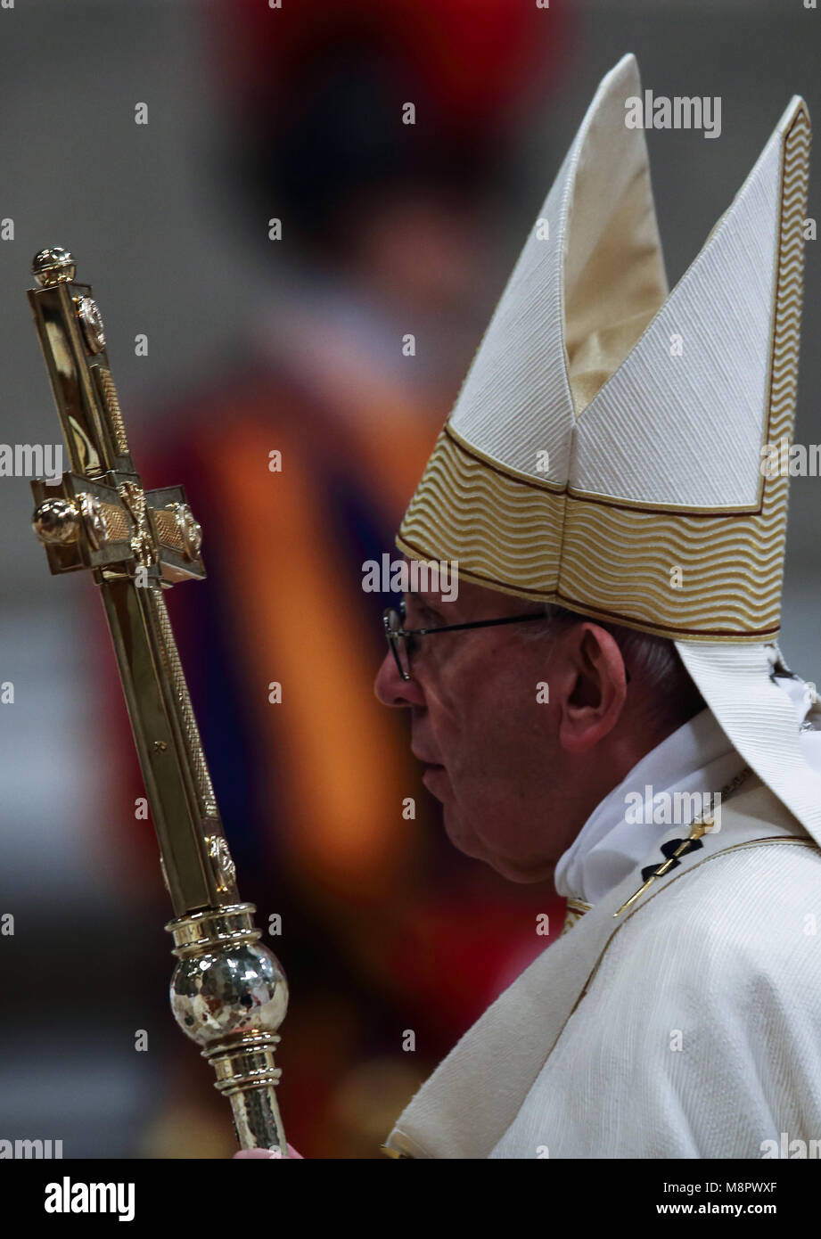 Vatican. 19th March, 2018. POPE FRANCIS create new bishops during a ...