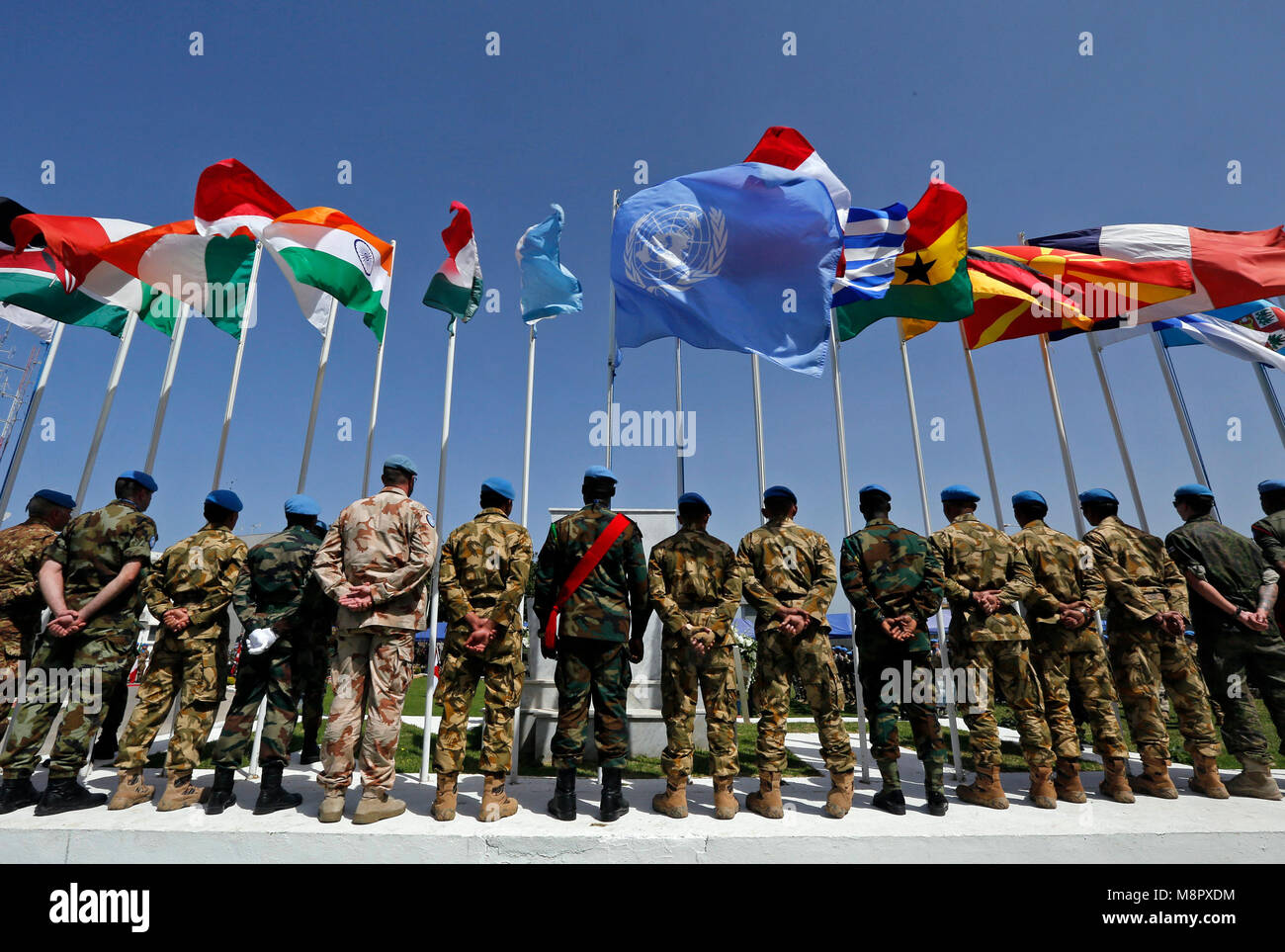 Beirut, Lebanon. 19th Mar, 2018. Soldiers attend the ceremony to mark ...