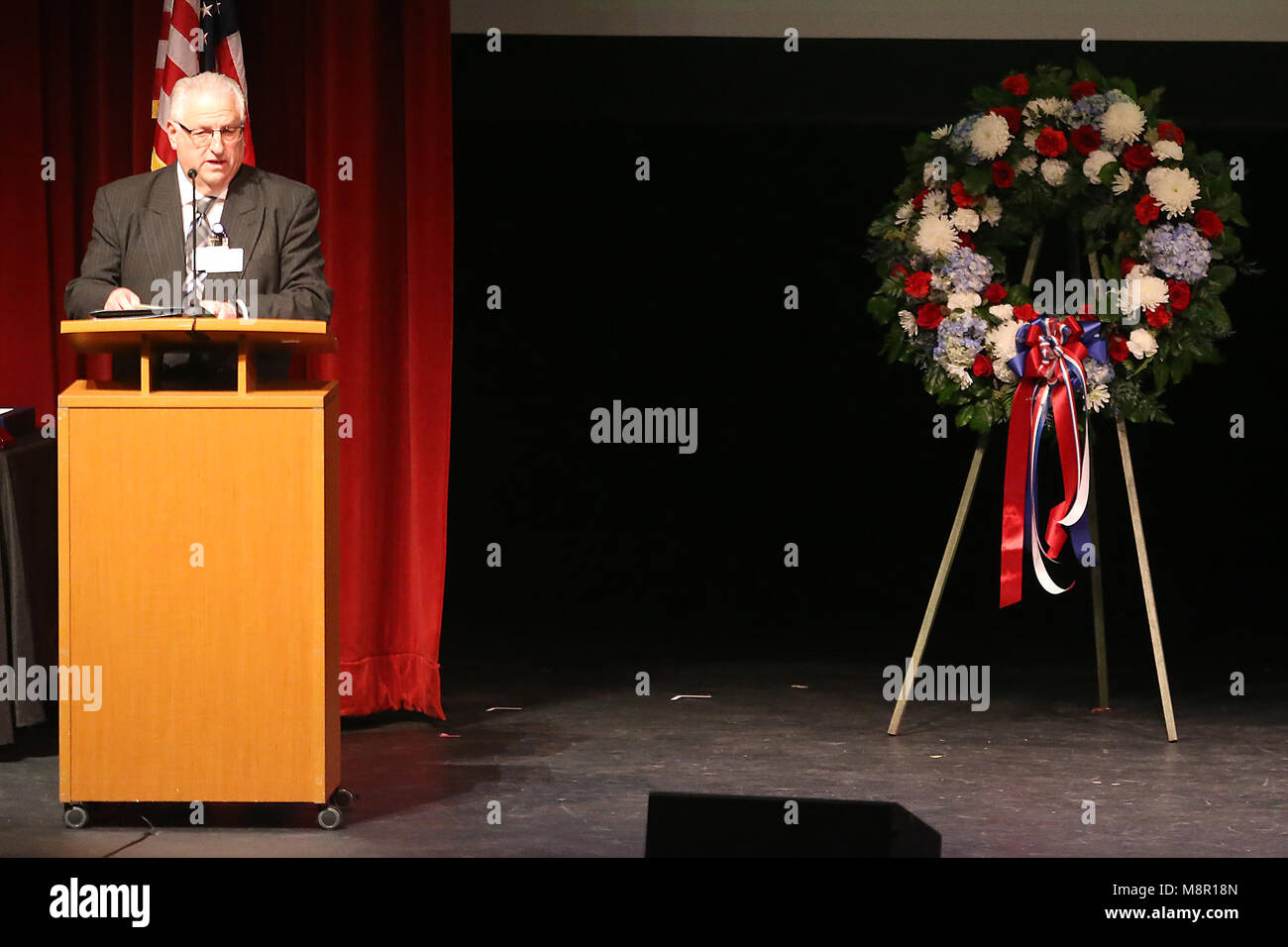 Yountville, CA, USA. 19th Mar, 2018. Chaplain Ira Book gives the ...