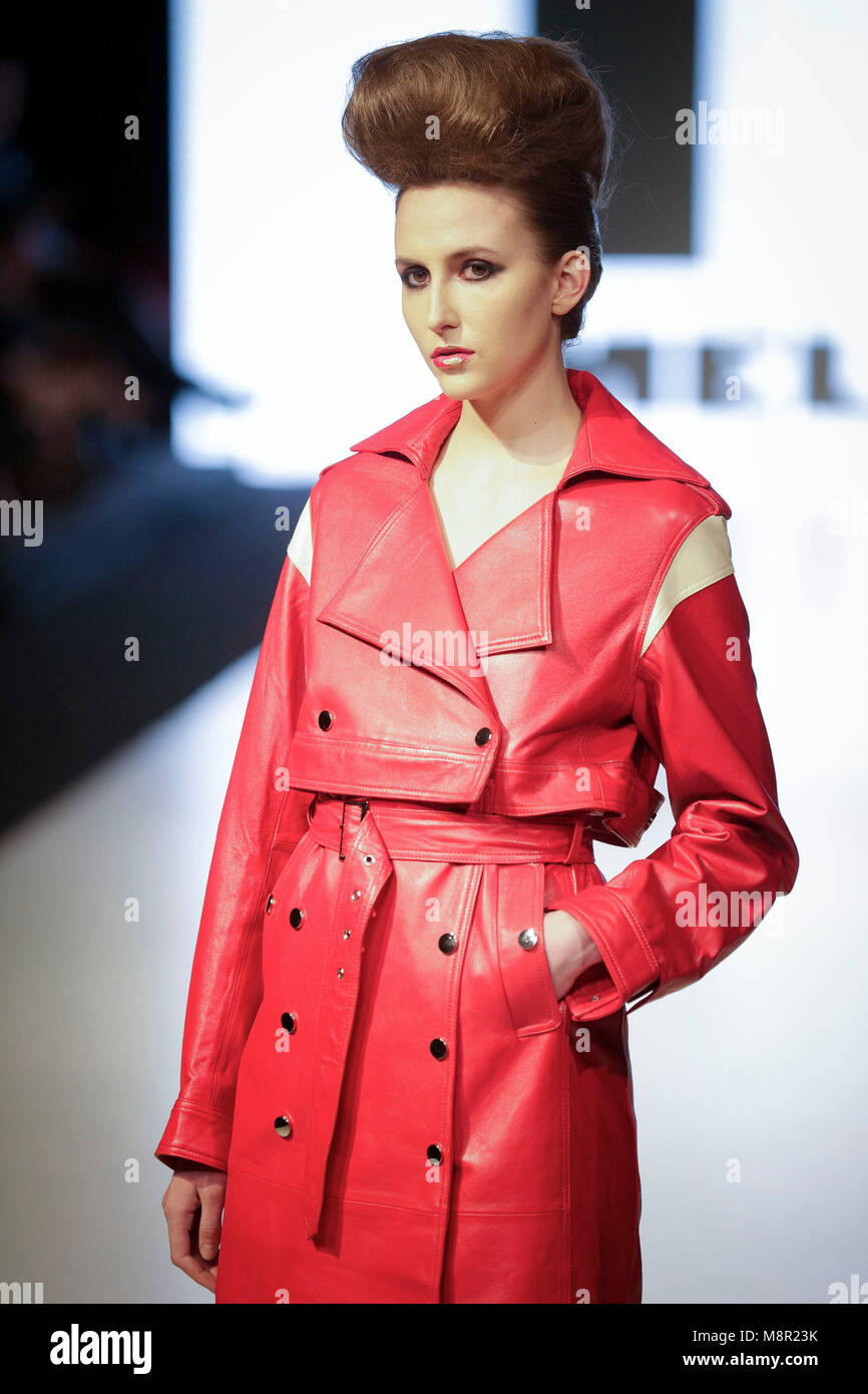 Vancouver, Canada. 19th Mar, 2018. A model displays designers' latest ...