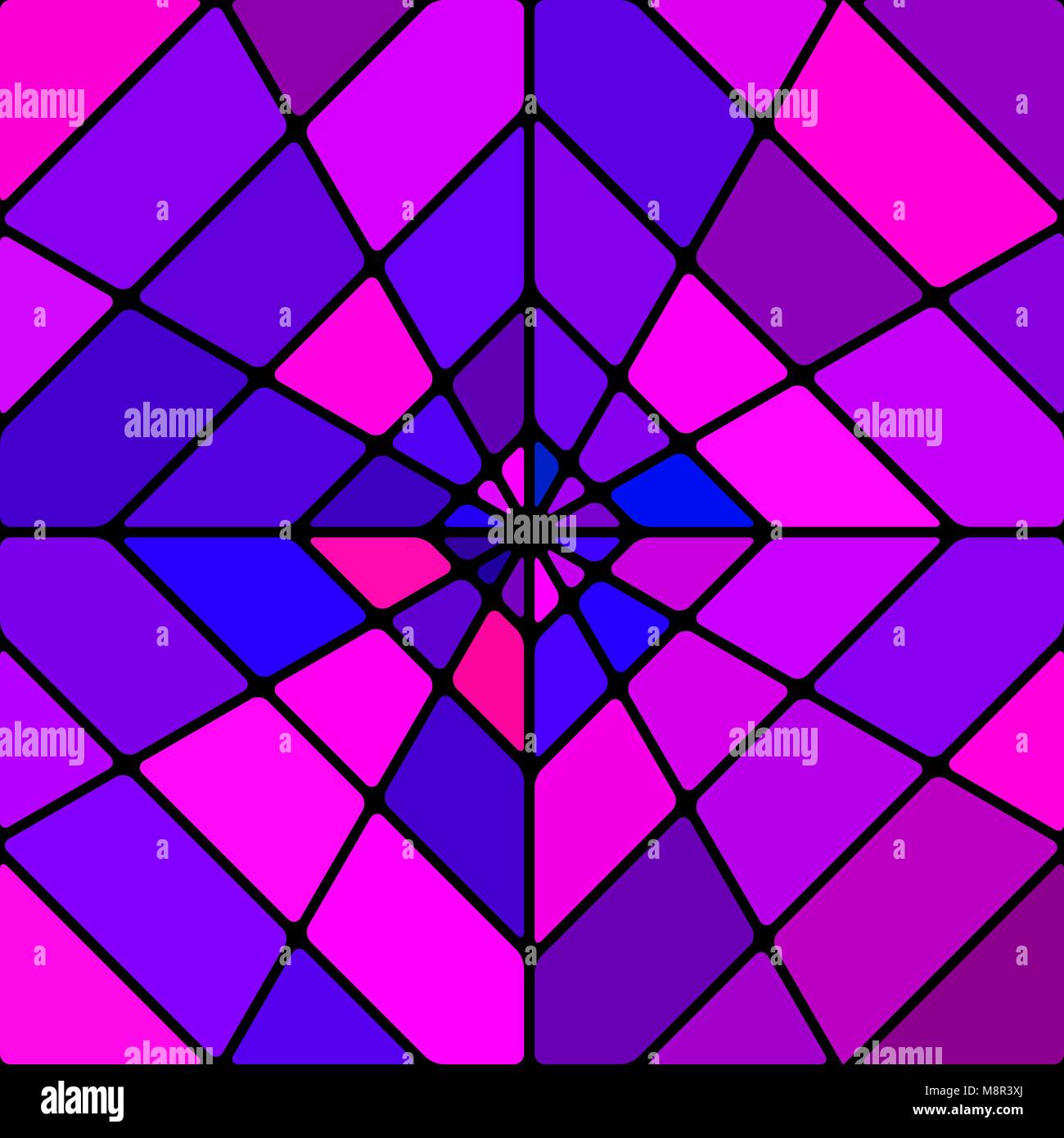 abstract vector stained-glass mosaic background - violet rhombus Stock ...