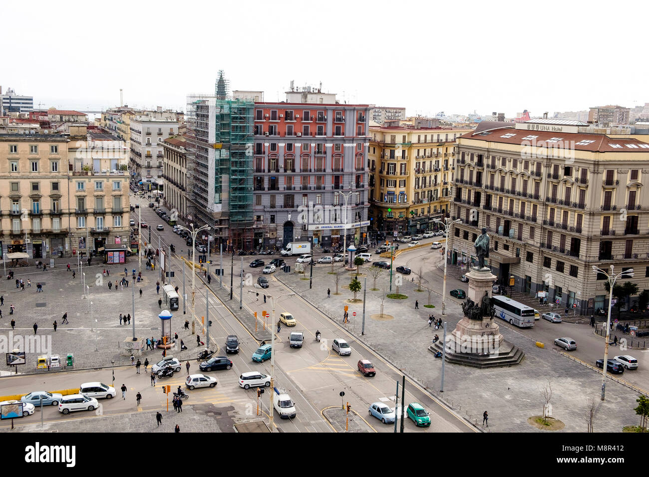 Garibali Square, Naples Italy and statue of Garibali Stock Photo - Alamy
