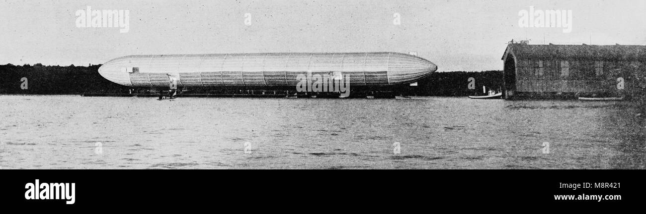 Zeppelin near its floating shed, Lake Constance, Germany, Picture from ...