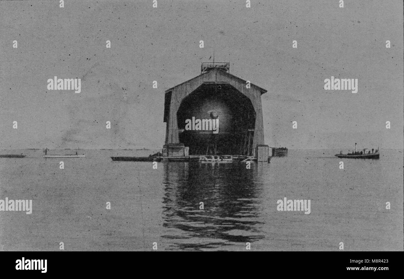 Zeppelin near its floating shed, Lake Constance, Germany, Picture from ...
