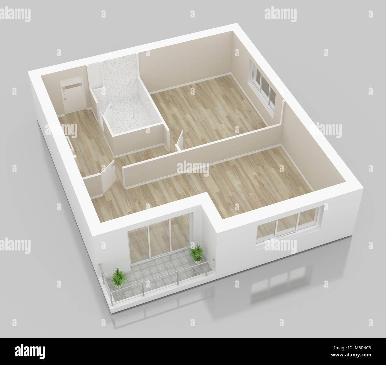 3d model of empty home apartment Stock Photo - Alamy