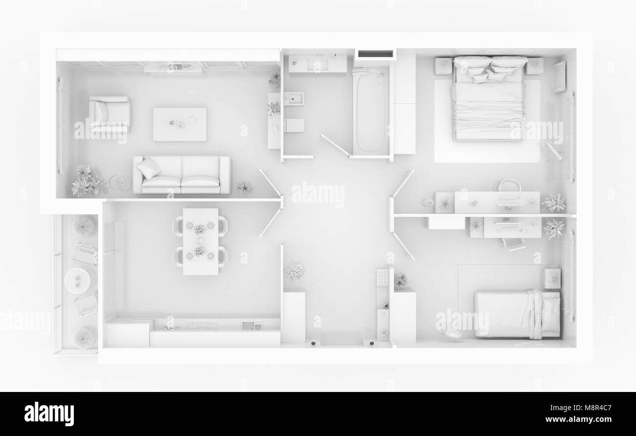 Mock up of furnished home apartment, paper model Stock Photo - Alamy