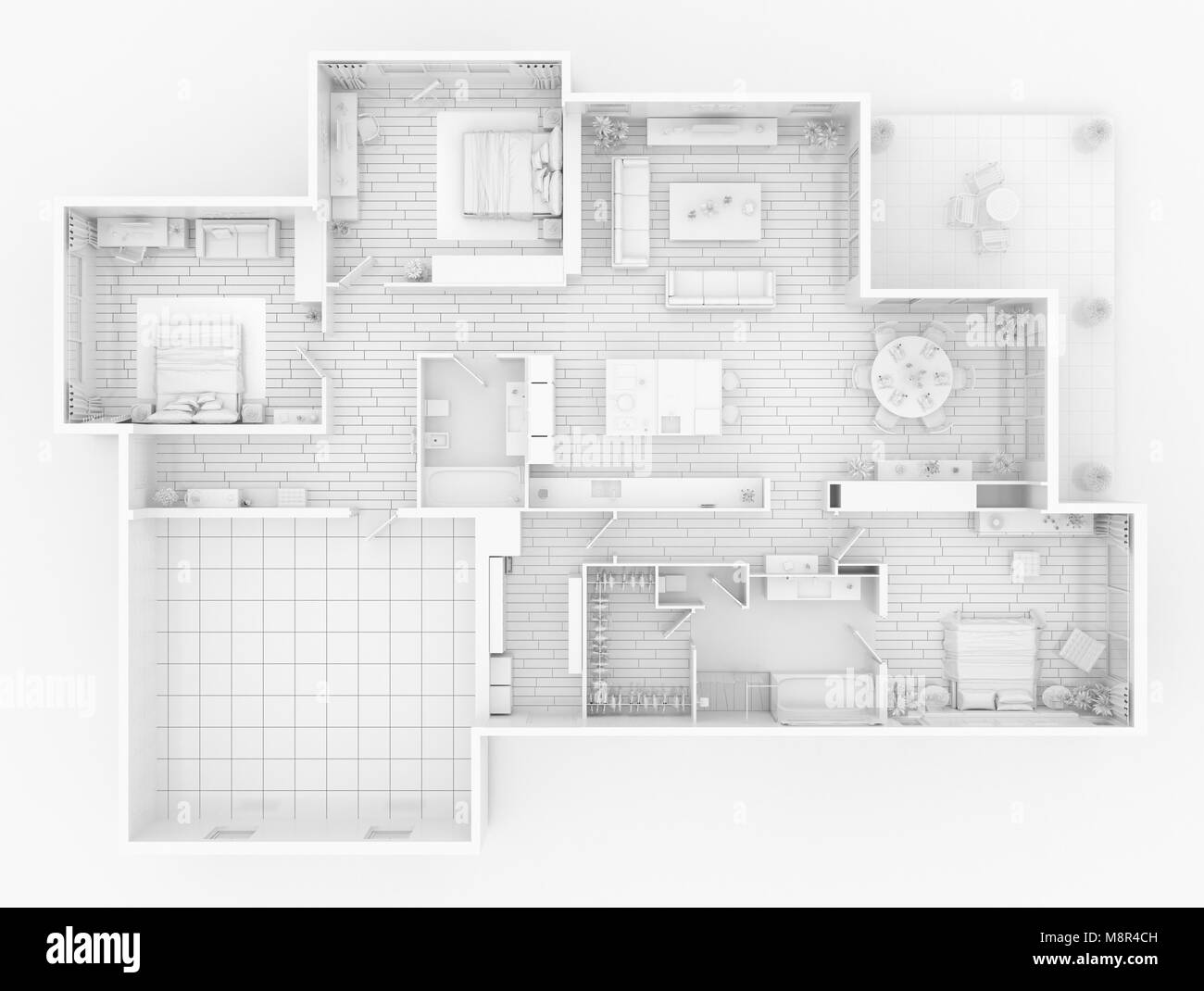 Mock up of furnished home apartment, paper model Stock Photo - Alamy