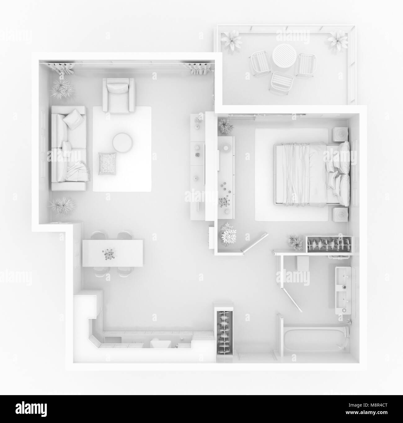 Mock up of furnished home apartment, paper model Stock Photo - Alamy