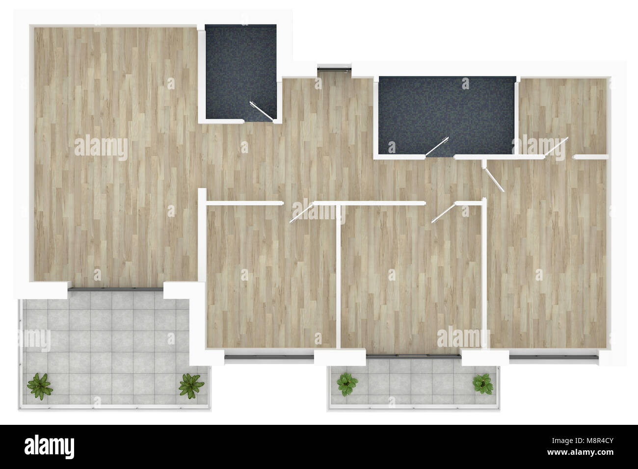 3d model of empty home apartment Stock Photo - Alamy