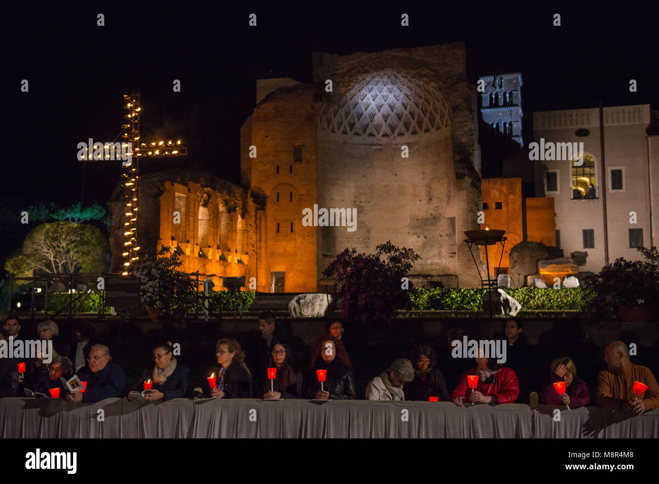 Rome. People gather in front of the Roman Forum during the celebration ...