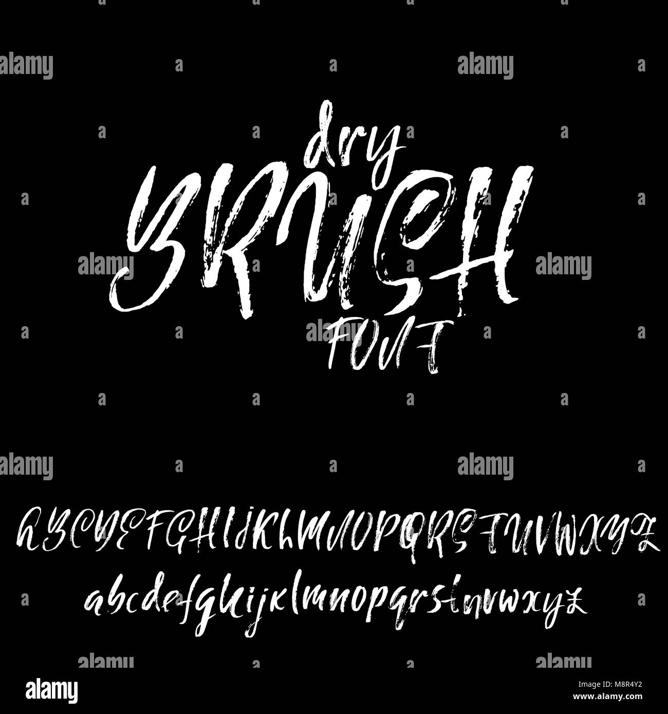 Handdrawn dry brush font. Modern brush lettering. Grunge style alphabet ...
