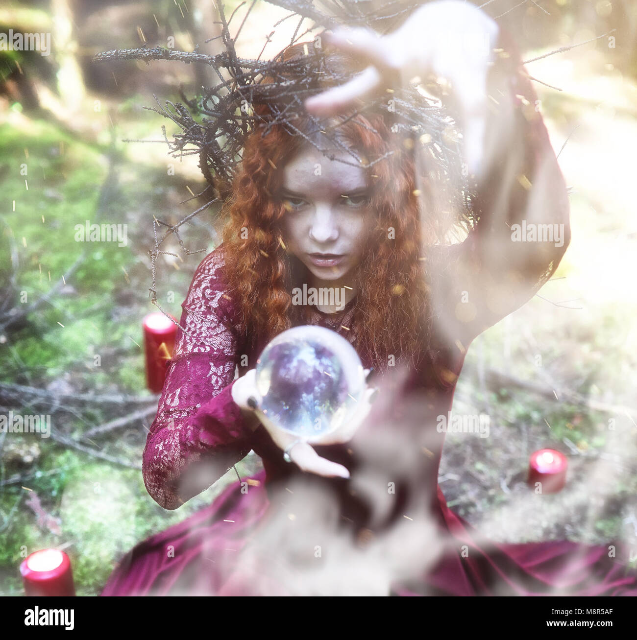 Witch ritual in a forest Stock Photo - Alamy