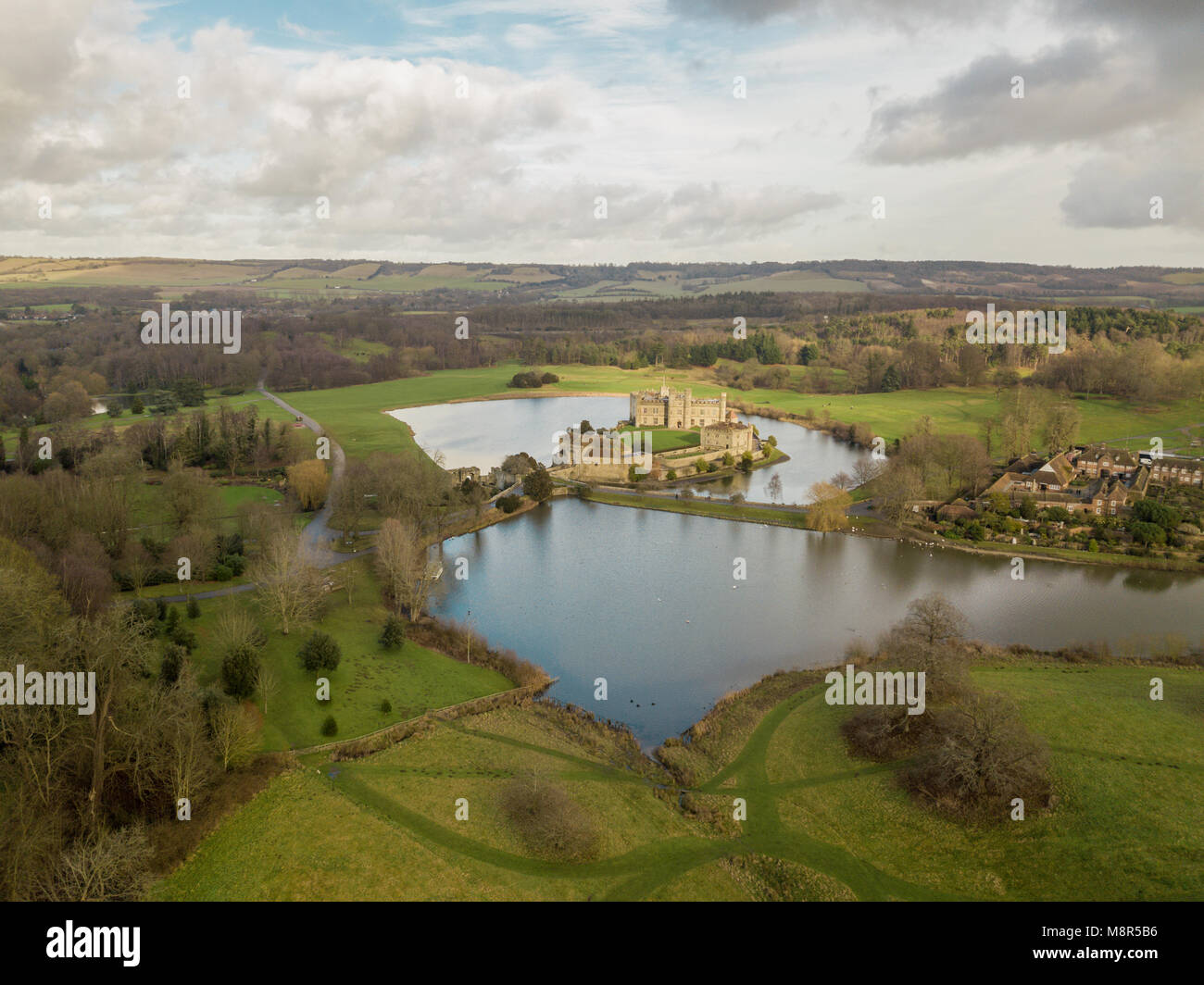 Aerial view of Leeds Castle, in the Weald of Kent, UK Stock Photo - Alamy