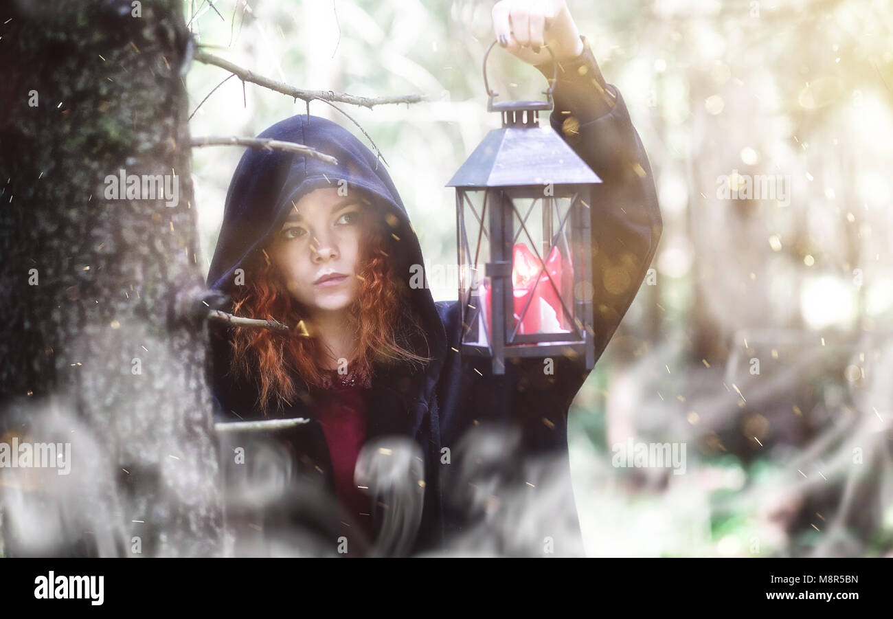 Witch ritual in a forest Stock Photo - Alamy