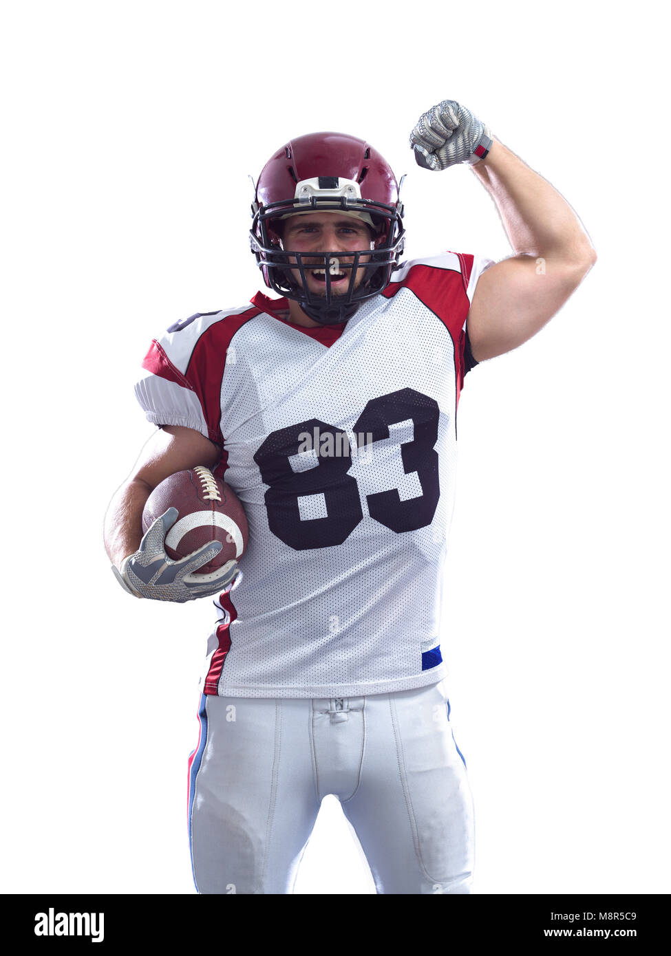 american football player celebrating touchdown isolated on white ...