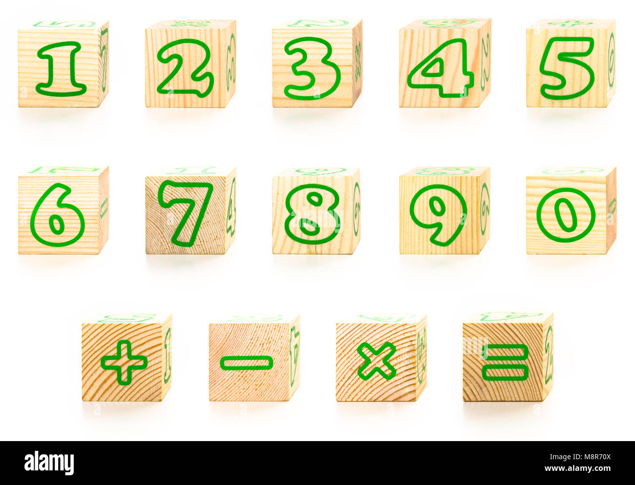 The Numbers wooden cubes isolated on white Stock Photo - Alamy