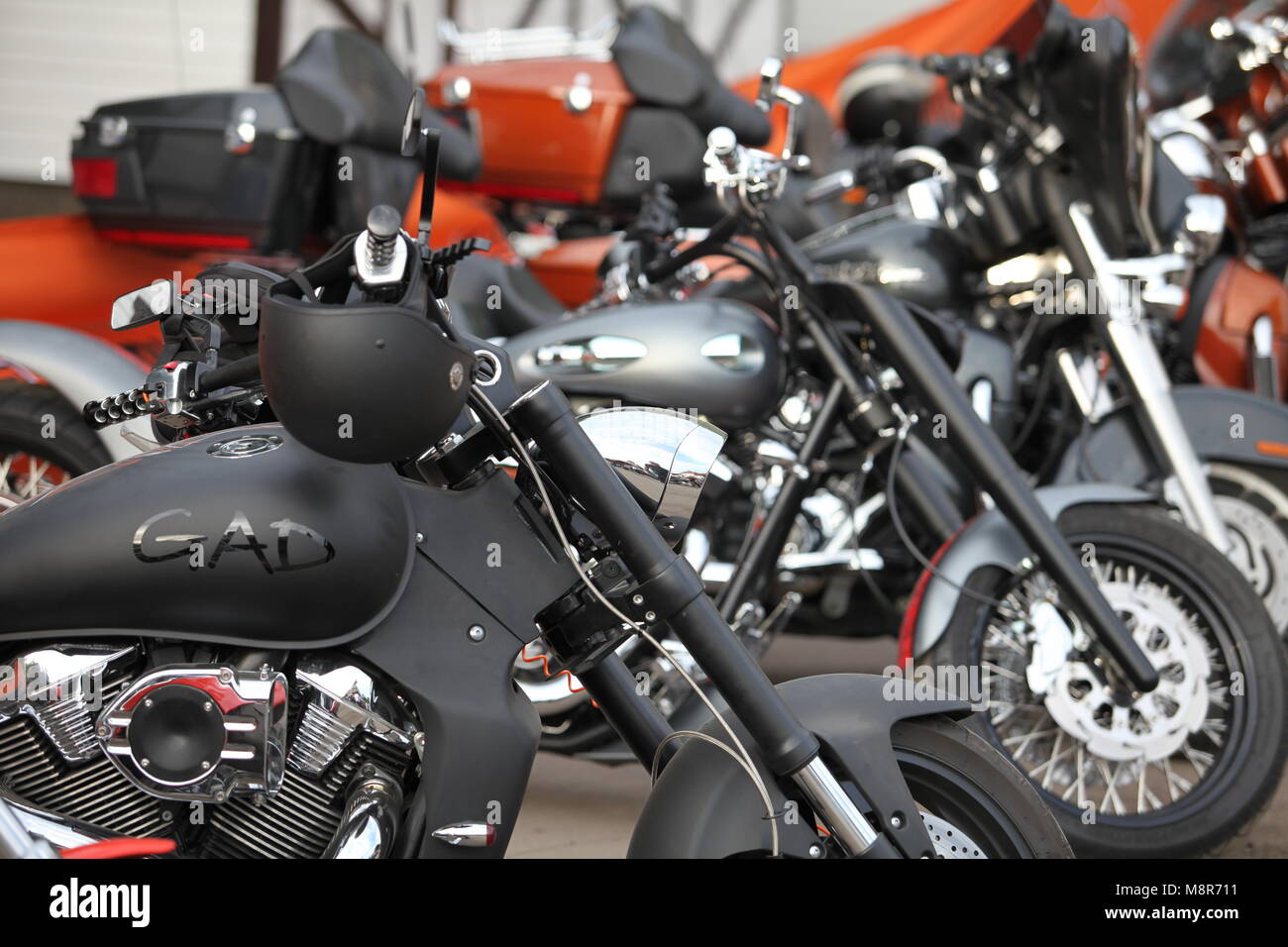 Many modern motorcycles on parking Stock Photo - Alamy