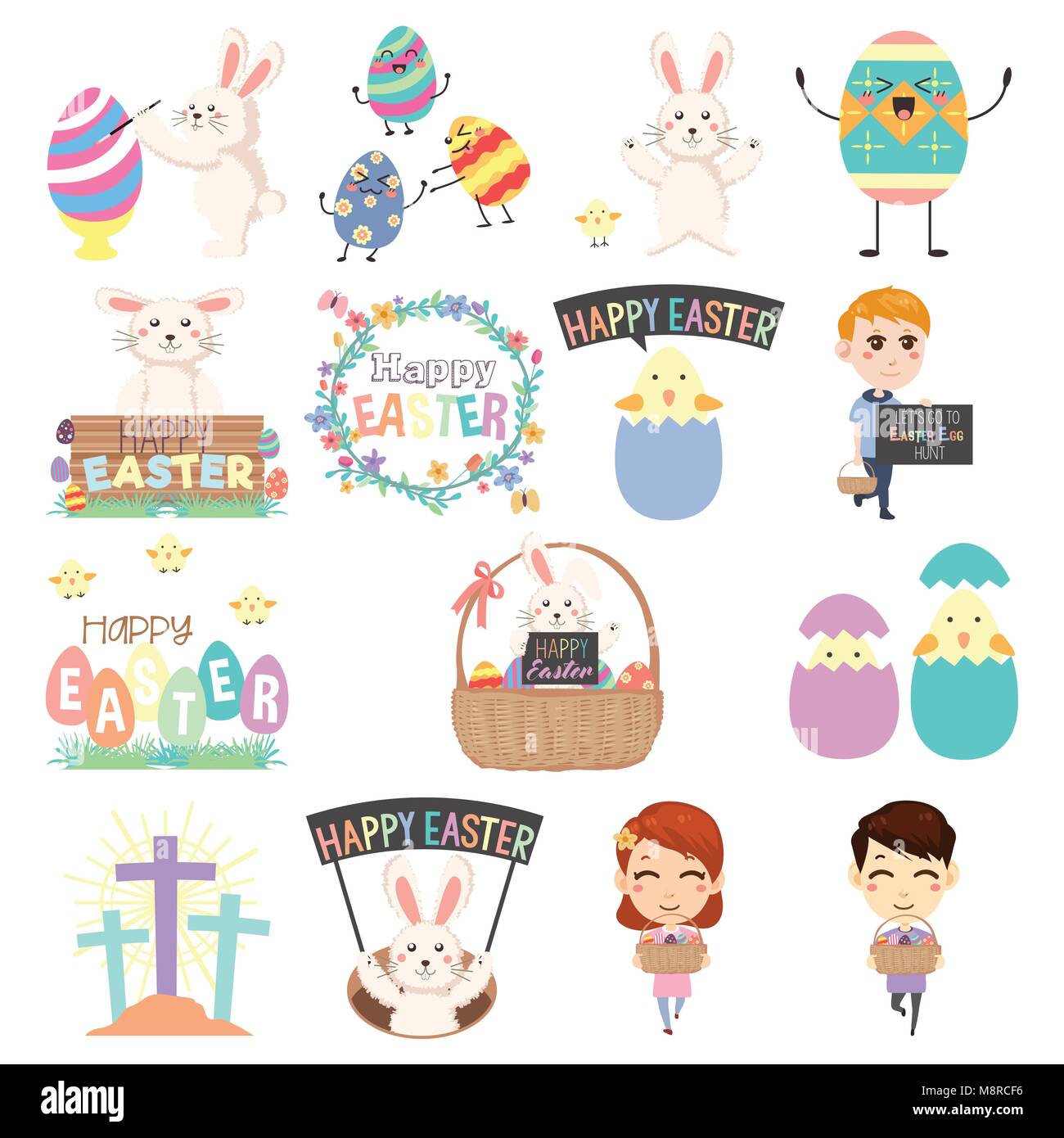 A vector illustration of Cute Easter Clip Arts Stock Vector Image & Art ...
