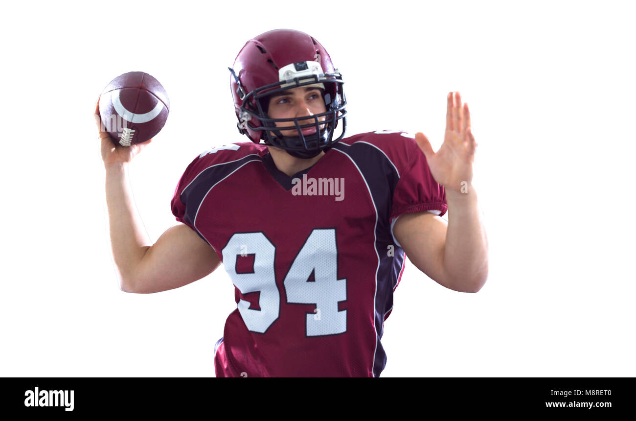 one quarterback american football player throwing ball isolated on ...