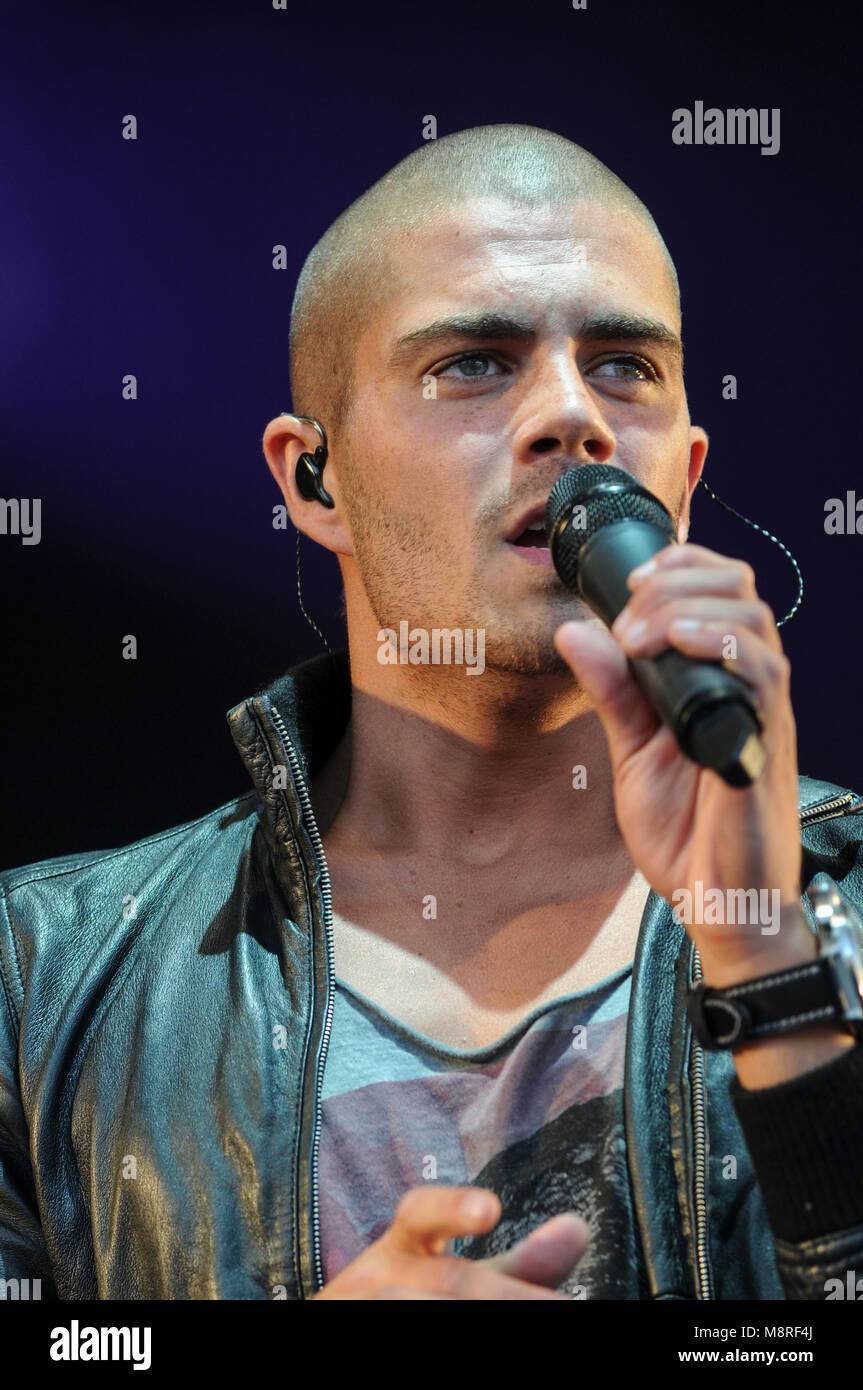 Boy Band The Wanted performing on stage in front of a live audience in ...