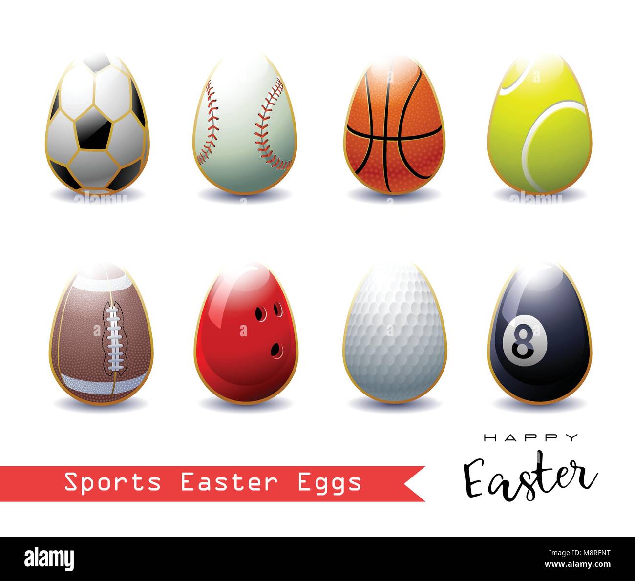 Happy Easter. Collection of different Sports Easter Eggs for your ...