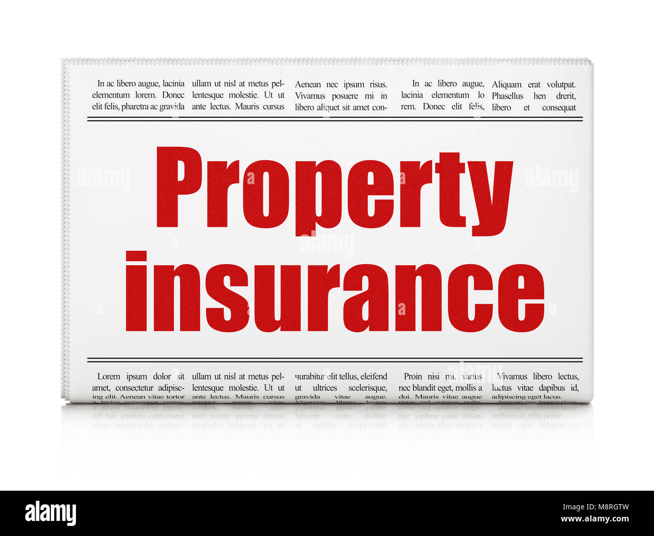 Insurance concept: newspaper headline Property Insurance Stock Photo ...