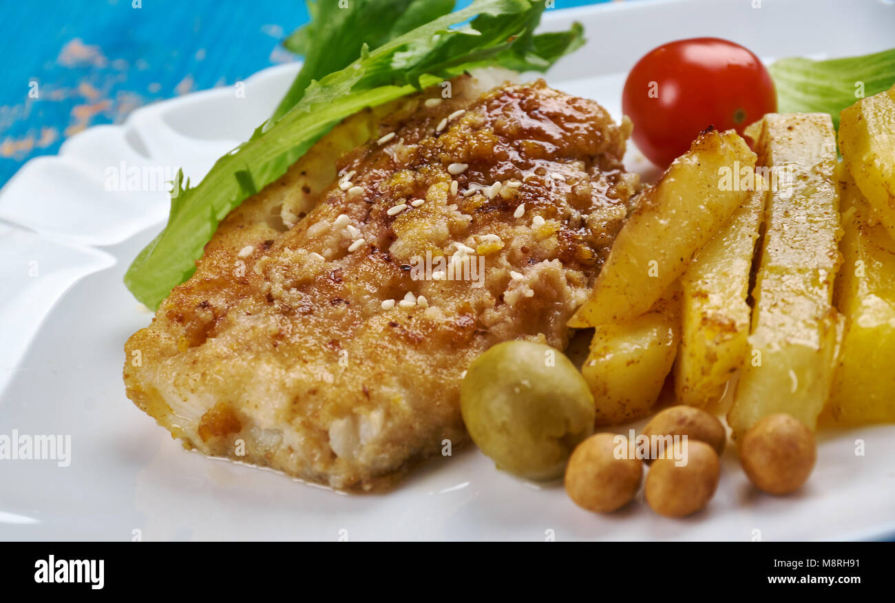 Chinese-Style Sheet Pan Cod , American version of Chinese food Stock ...