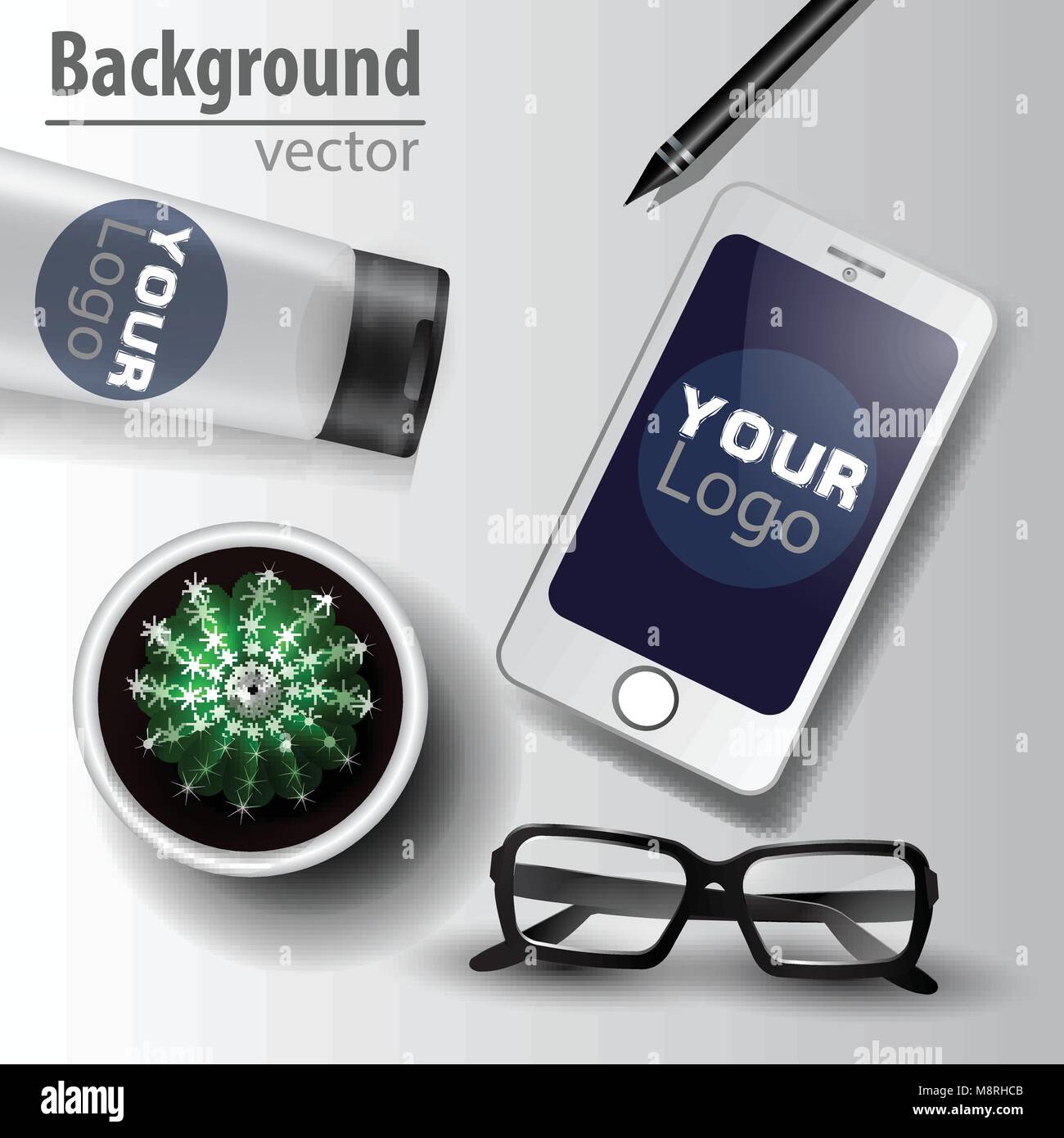 top view of modern objects on white Stock Vector Image & Art - Alamy