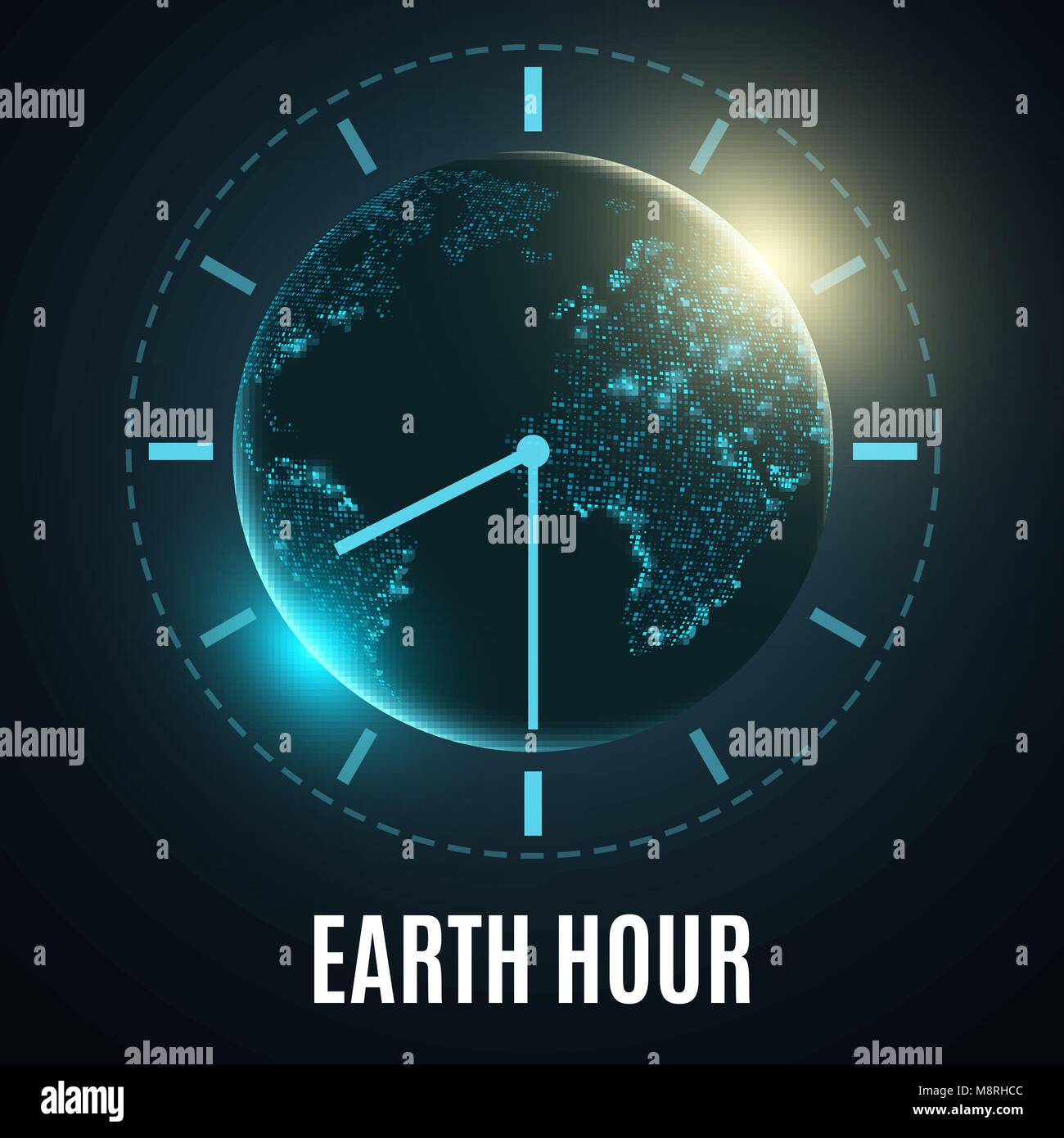 Earth Hour. Futuristic planet earth. 60 minutes without electricity ...
